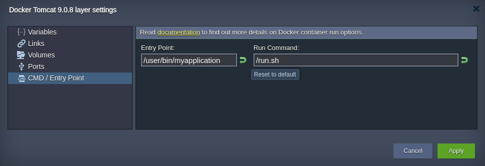 Container Run Configuration - Jagoan Cloud